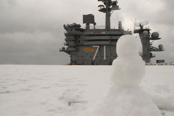 Aircraft Carrier Sails Through Winter Wonderland | Military.com
